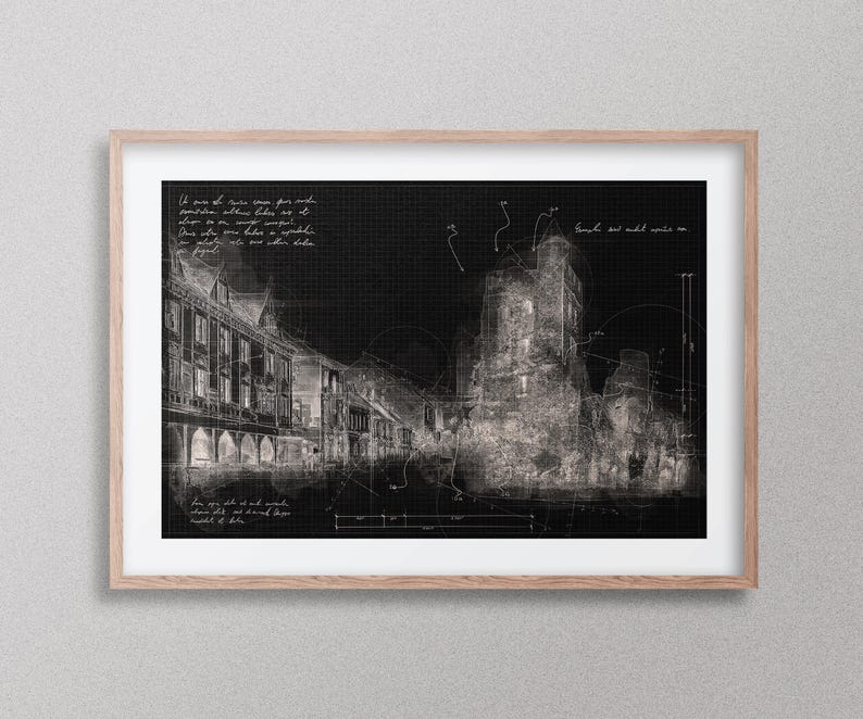 Vintage Castle Blueprint Poster Digital Architectural Drawing 4 ...