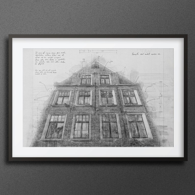 Dutch Architecture Poster, Architectural Technical Drawing, Blueprint ...