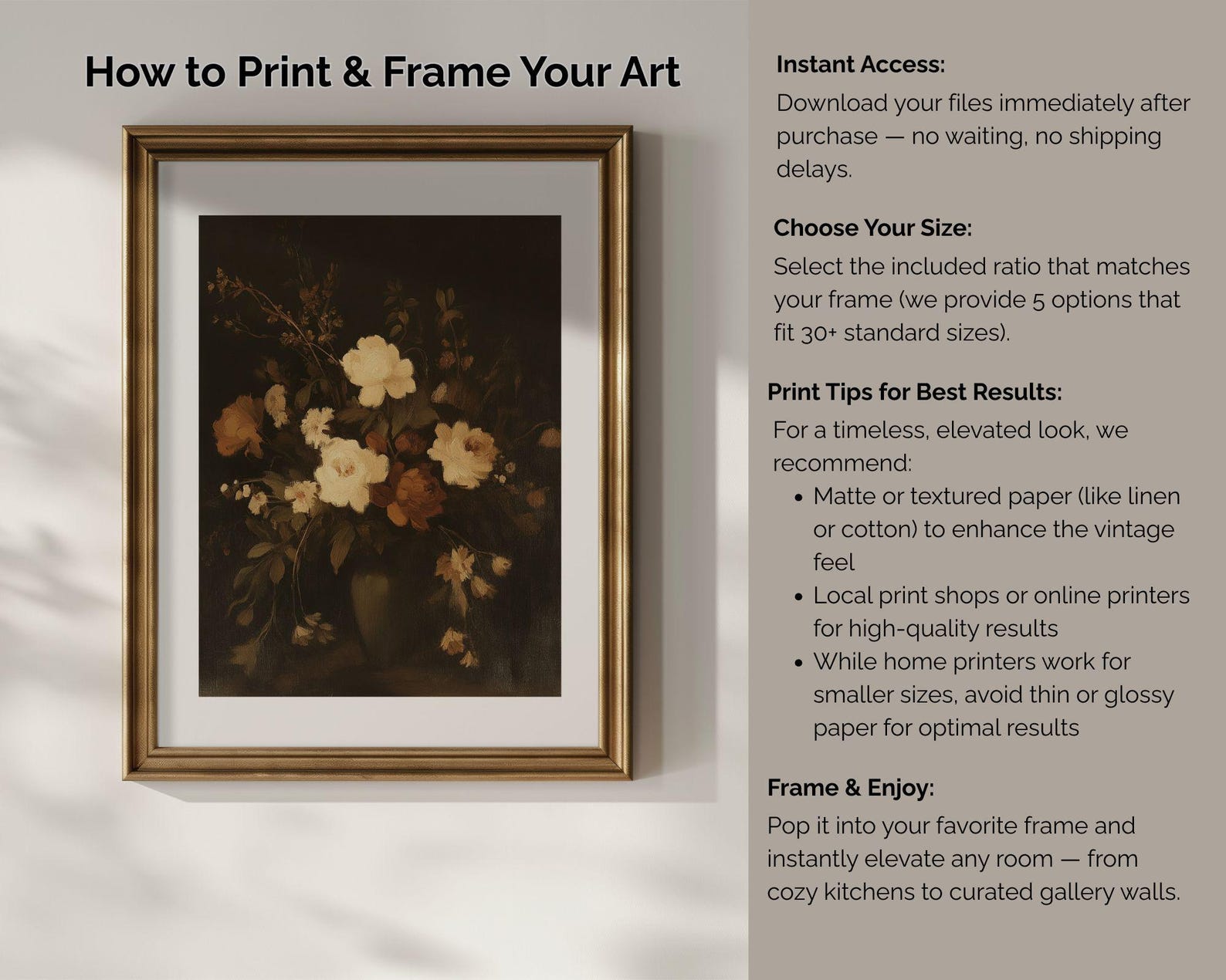 Vintage Fall Floral Print: Moody Autumn Botanical Art (printable ...