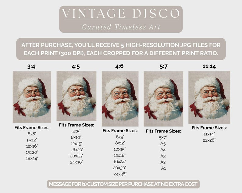 Vintage Santa Claus Painting Print - Charming Christmas Wall Art ...