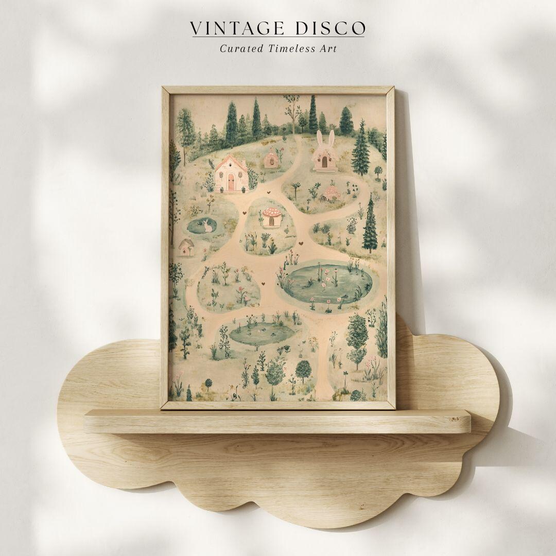 Whimsical Woodland Map Nursery Print: Cottagecore Forest Animals ...