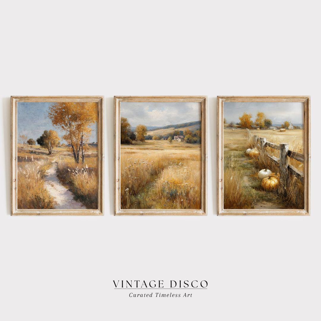 Vintage Fall Landscape Print Set: Cozy Farmhouse Autumn Decor ...