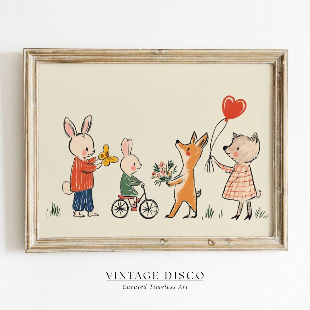 Whimsical Woodland Animal Friends Nursery Print (digital Download) - Etsy