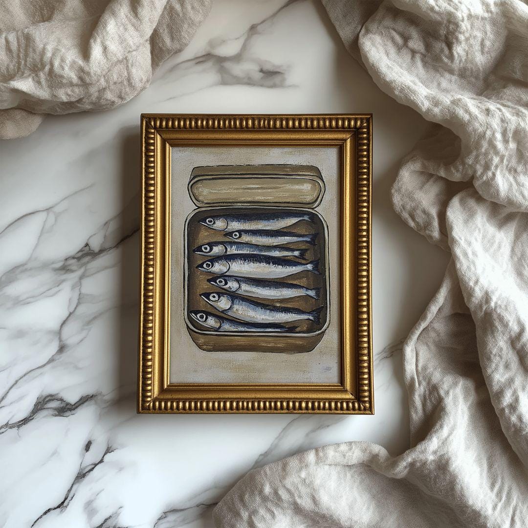 Vintage Sardine Tin Art Print – Traditional Coastal Kitchen Decor ...