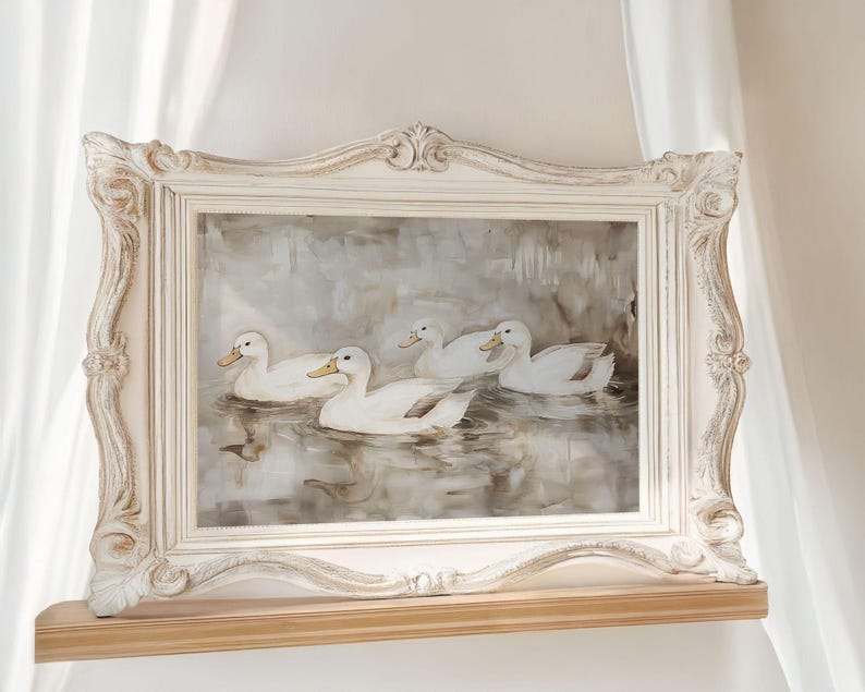 Vintage Duck Painting: French Country Cottagecore Art (digital Download ...