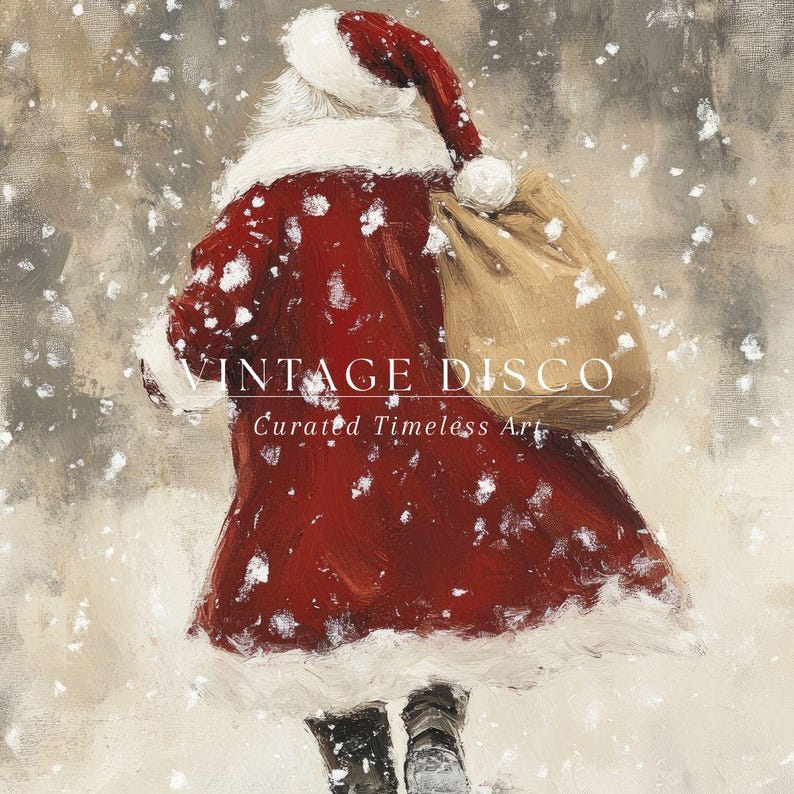 Santa Claus Painting Christmas Printable - Charming Vintage Holiday ...