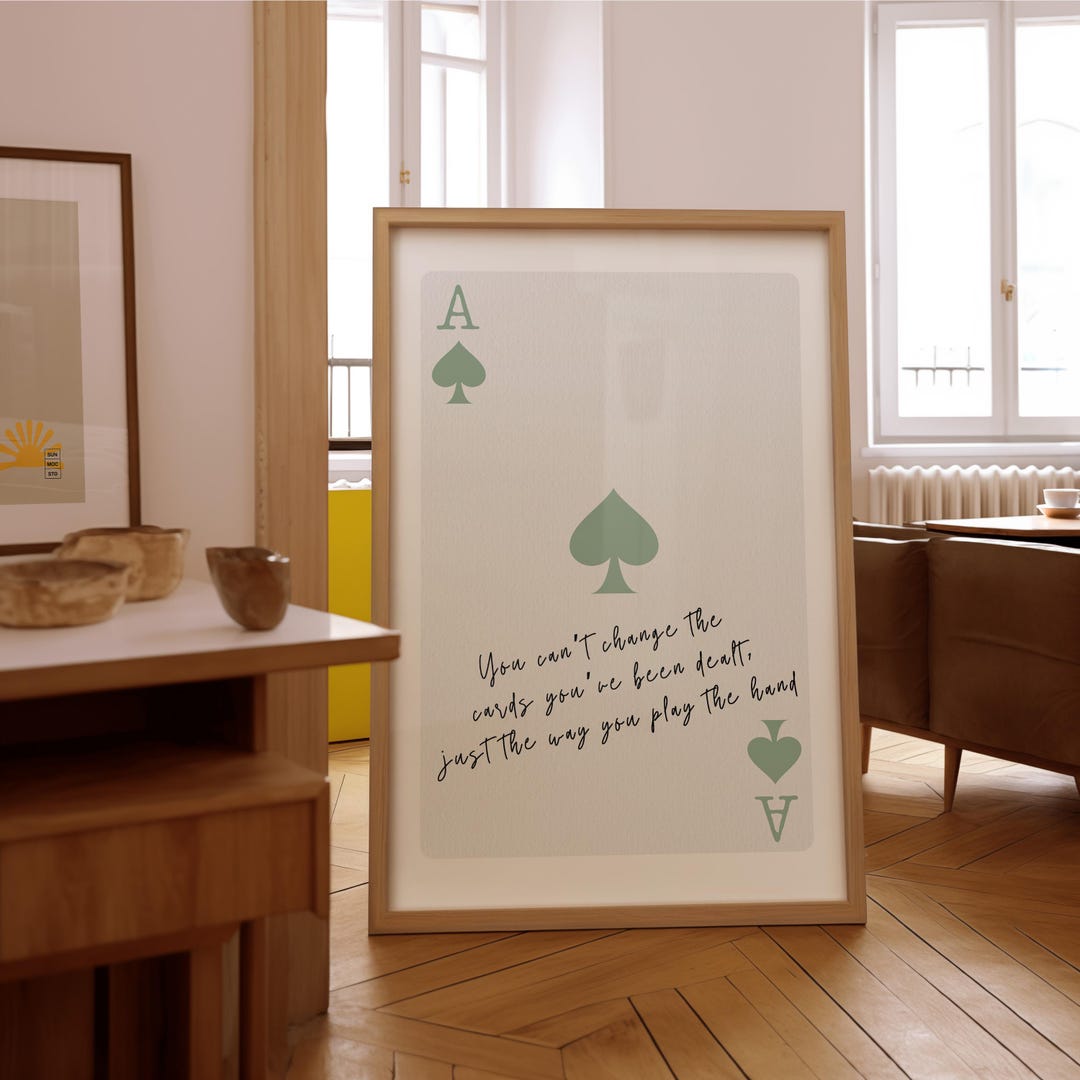 Ace of Spades Print, Sage Green Wall Art, Bar Cart Decor, Preppy Room ...