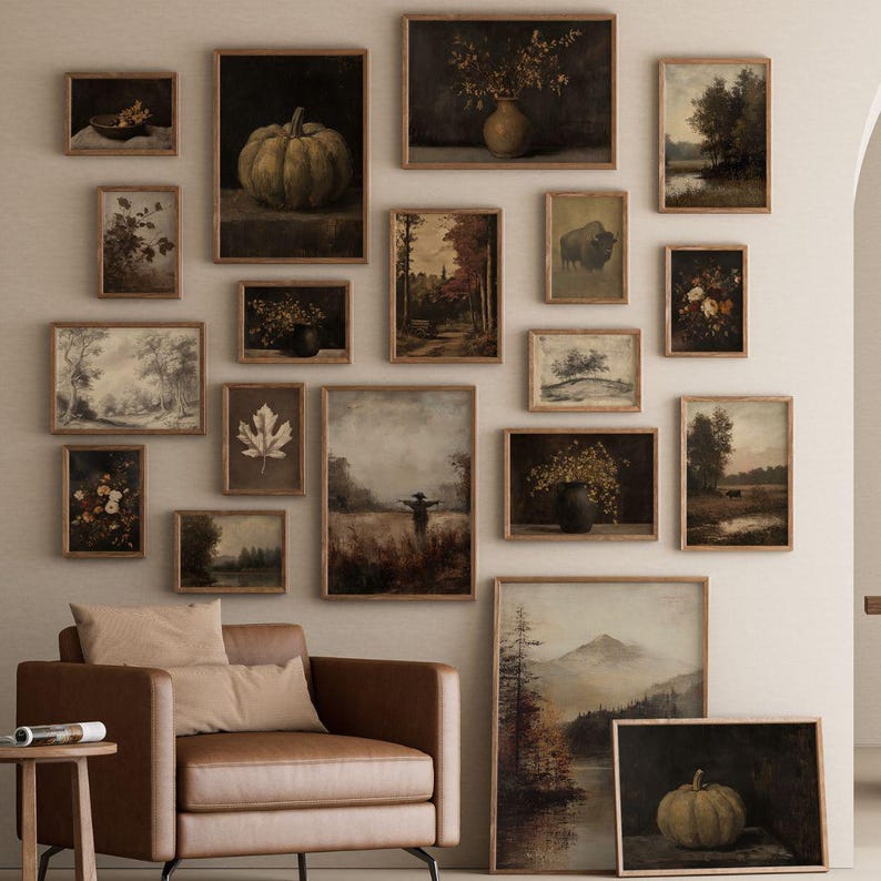 Vintage Fall Gallery Wall Set - Rustic Autumn Farmhouse Decor, Warm ...