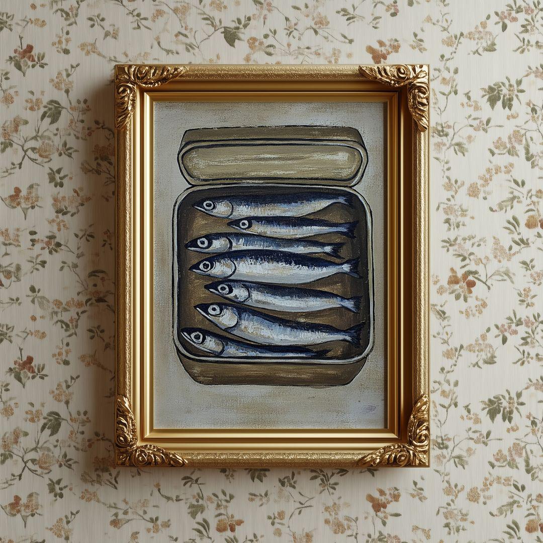 Vintage Sardine Tin Art Print – Traditional Coastal Kitchen Decor ...