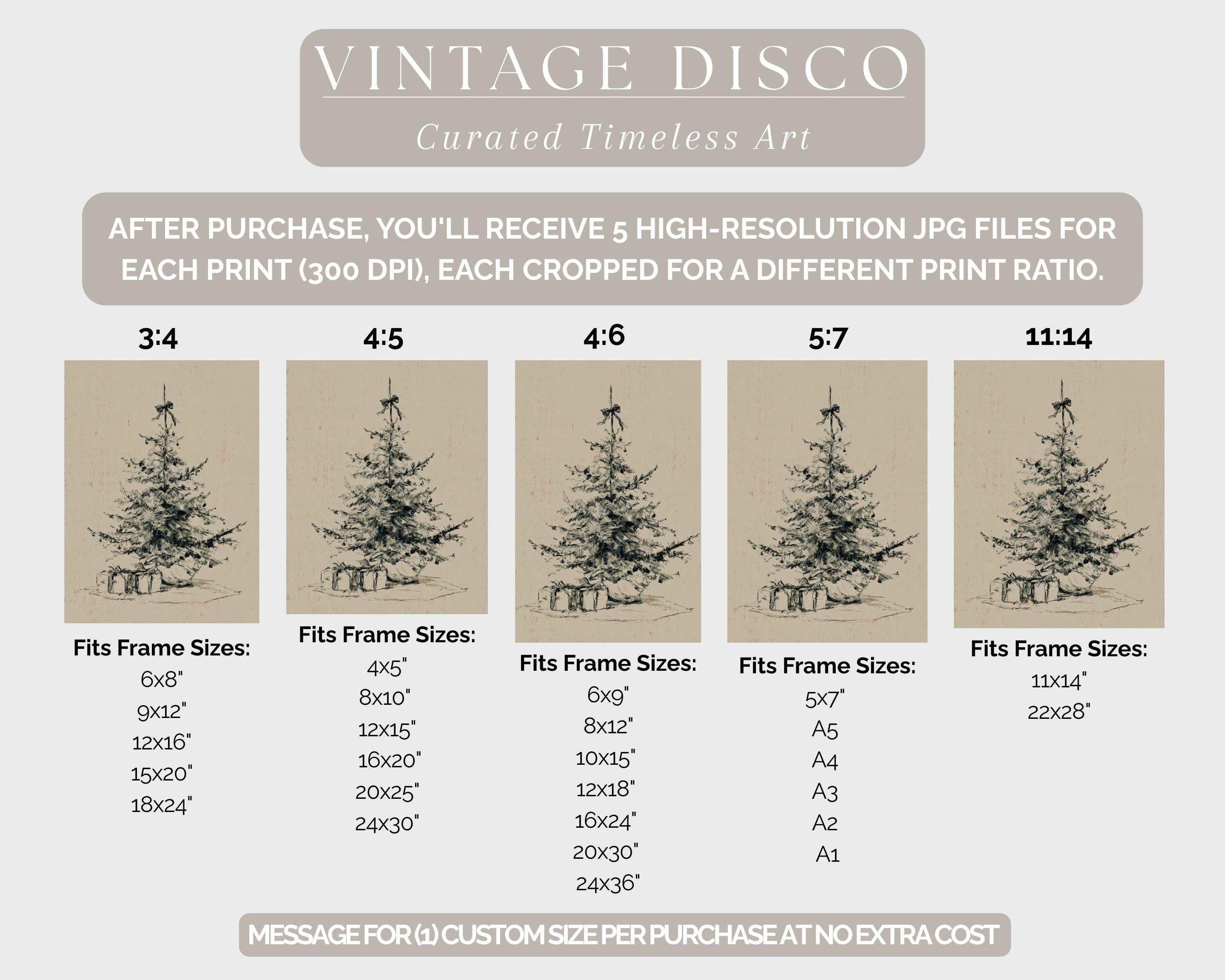 Antique Style Christmas Tree Sketch - Vintage Neutral Holiday Print ...