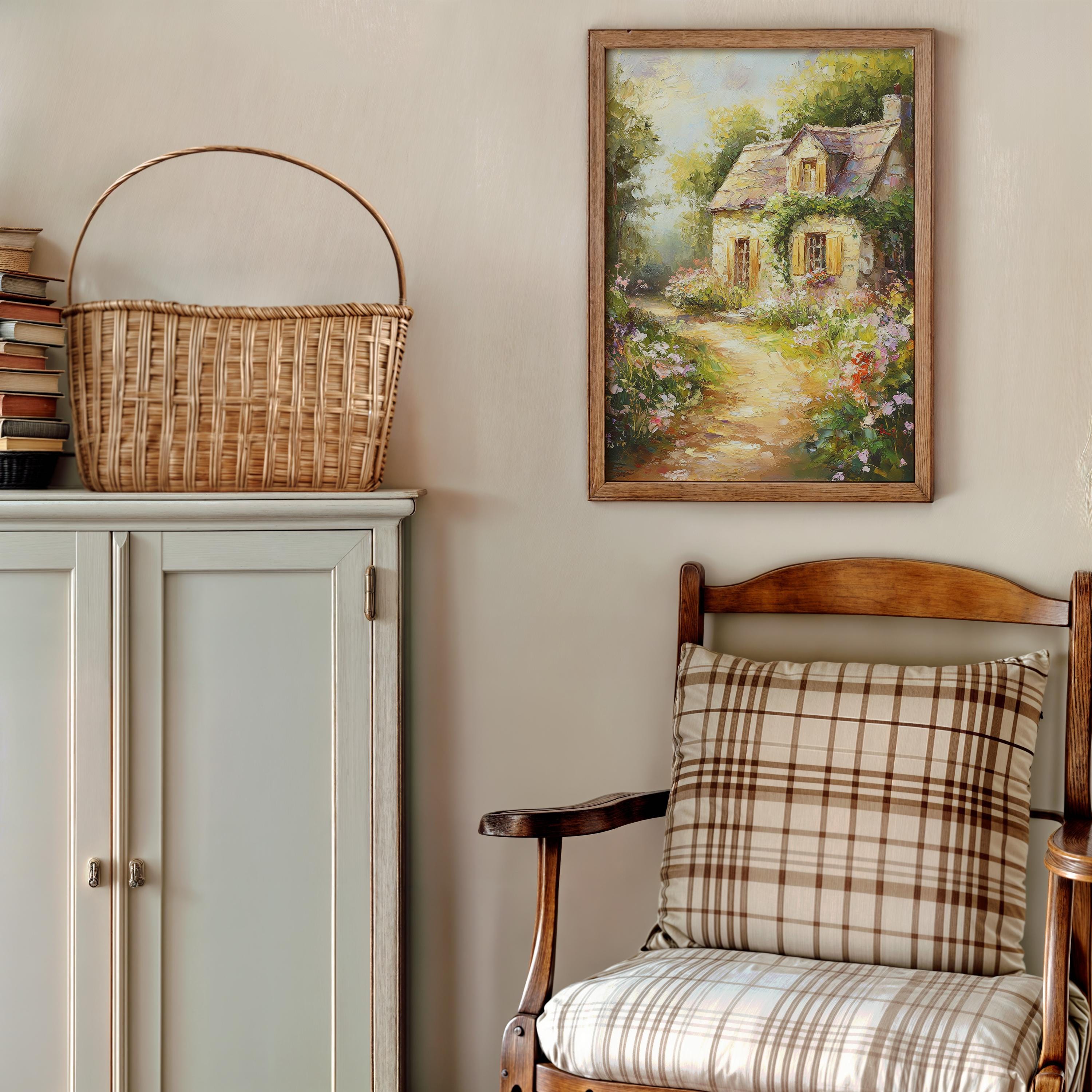 Cottage Garden Print, Spring Landscape Painting, Cottagecore Wall Art ...