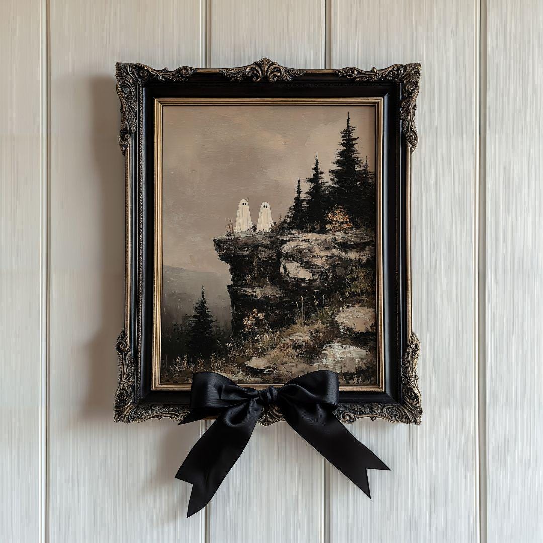 Vintage Ghost Cliff Print - Rustic Dark Academia Halloween Printable ...