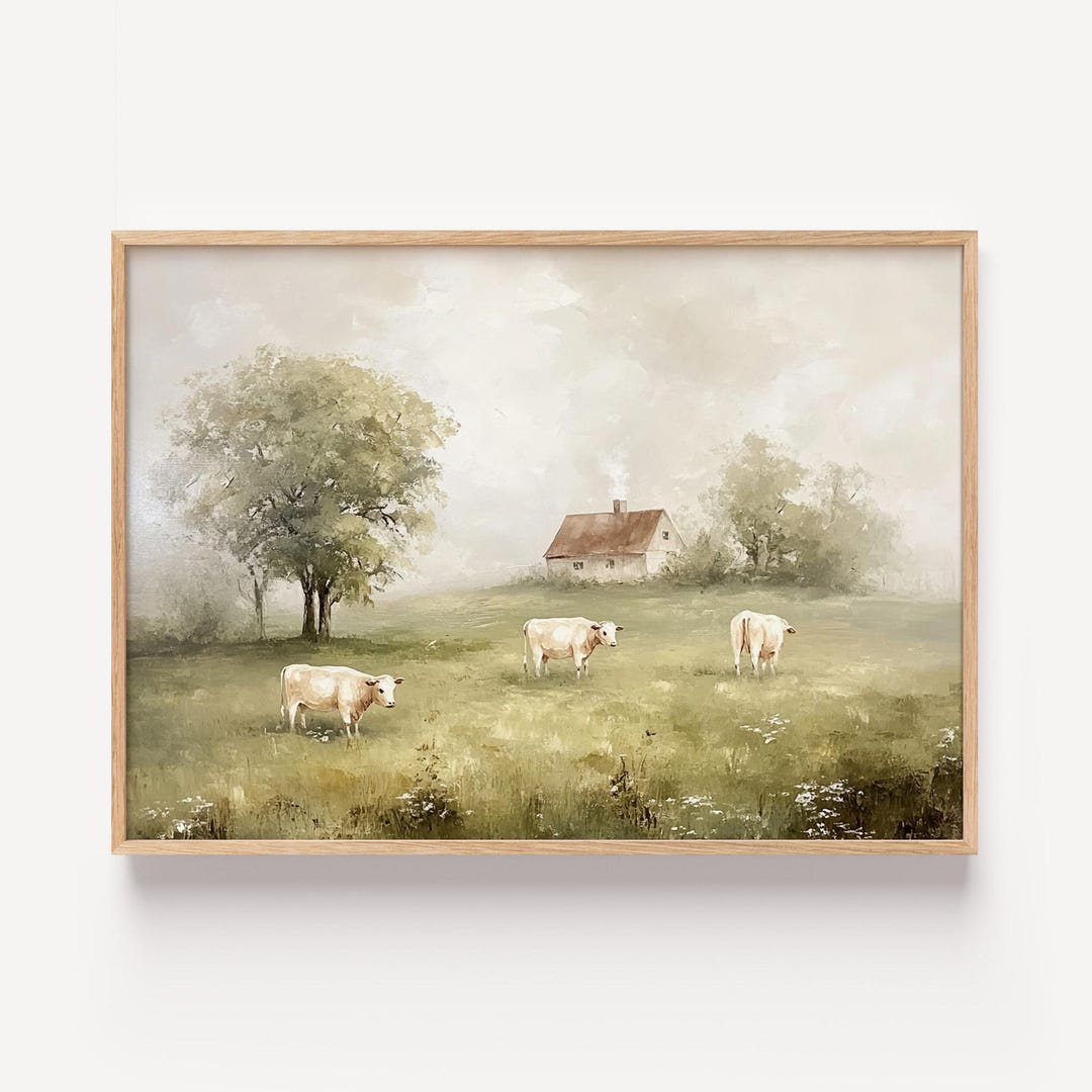 French Countryside Cow Print: Vintage Farmhouse Cottagecore Decor ...