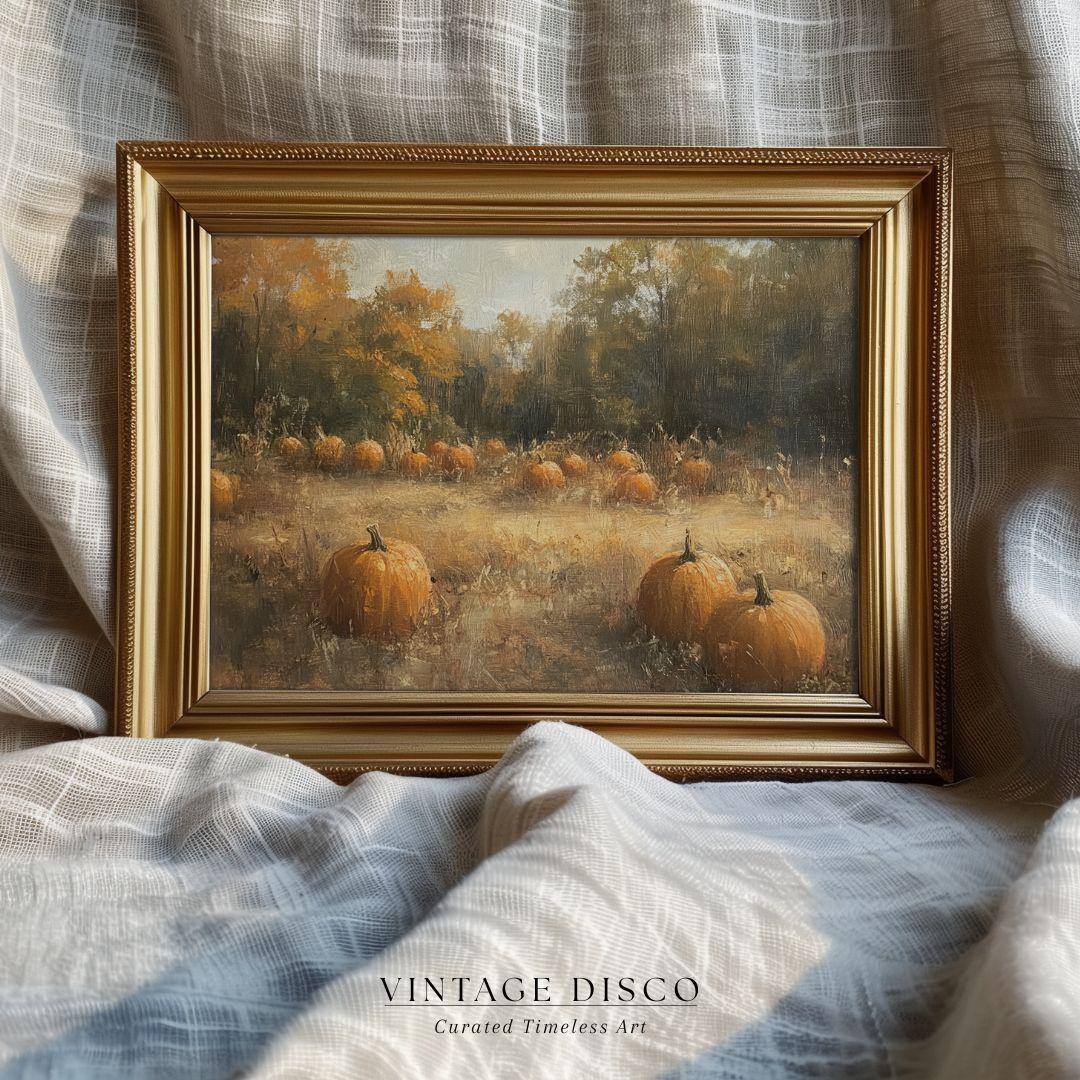 Vintage Pumpkin Patch Print - Rustic Farmhouse Fall Decor, Muted ...