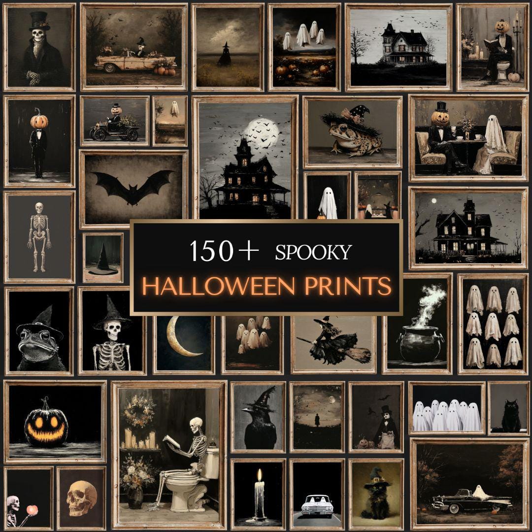 150+ Halloween Mega Bundle Prints - Spooky Fall Decor, Gothic Gallery ...