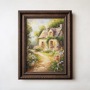Cottage Garden Print, Spring Landscape Painting, Cottagecore Wall Art ...