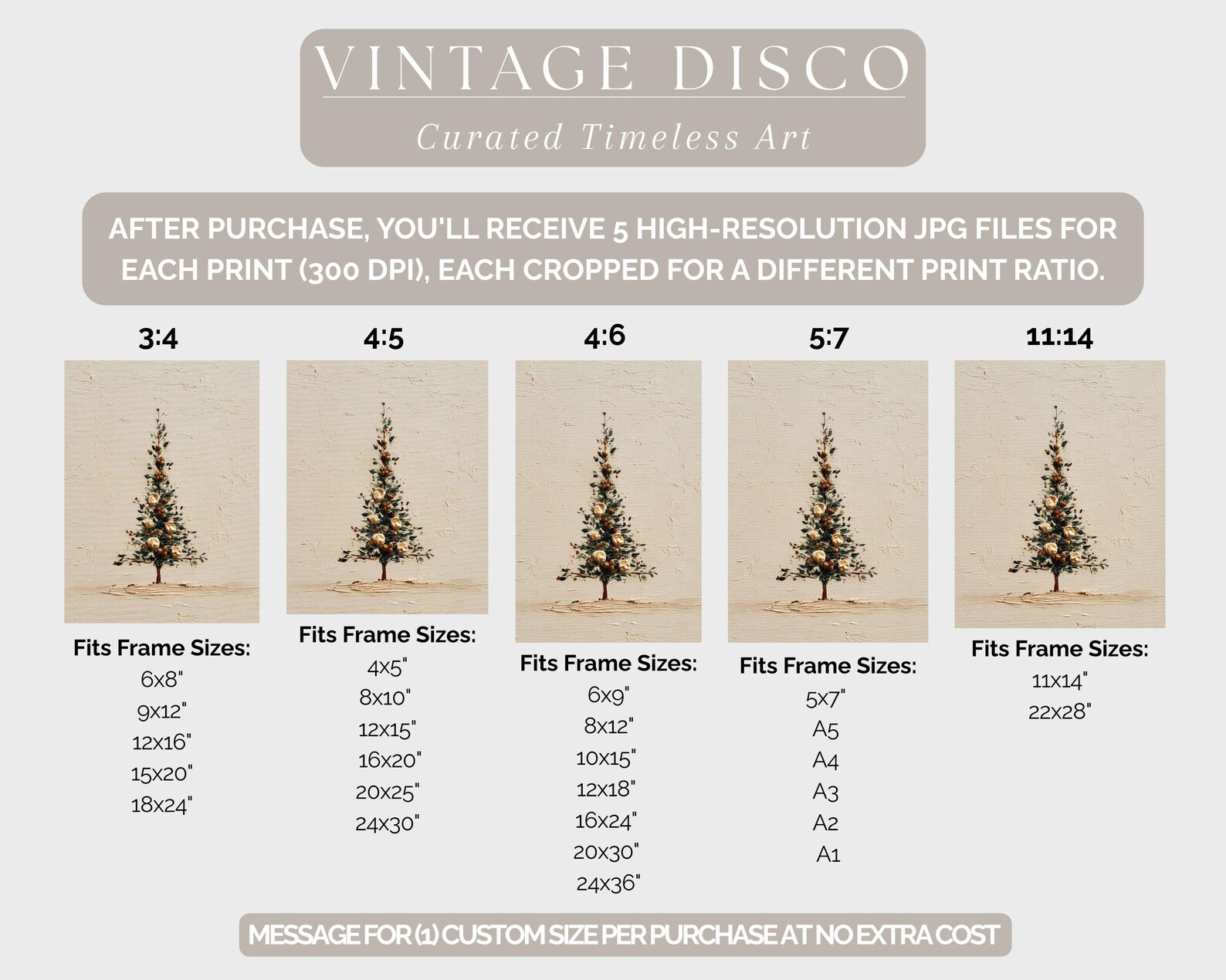 Charming French Country Christmas Tree Painting Print - Vintage Neutral ...