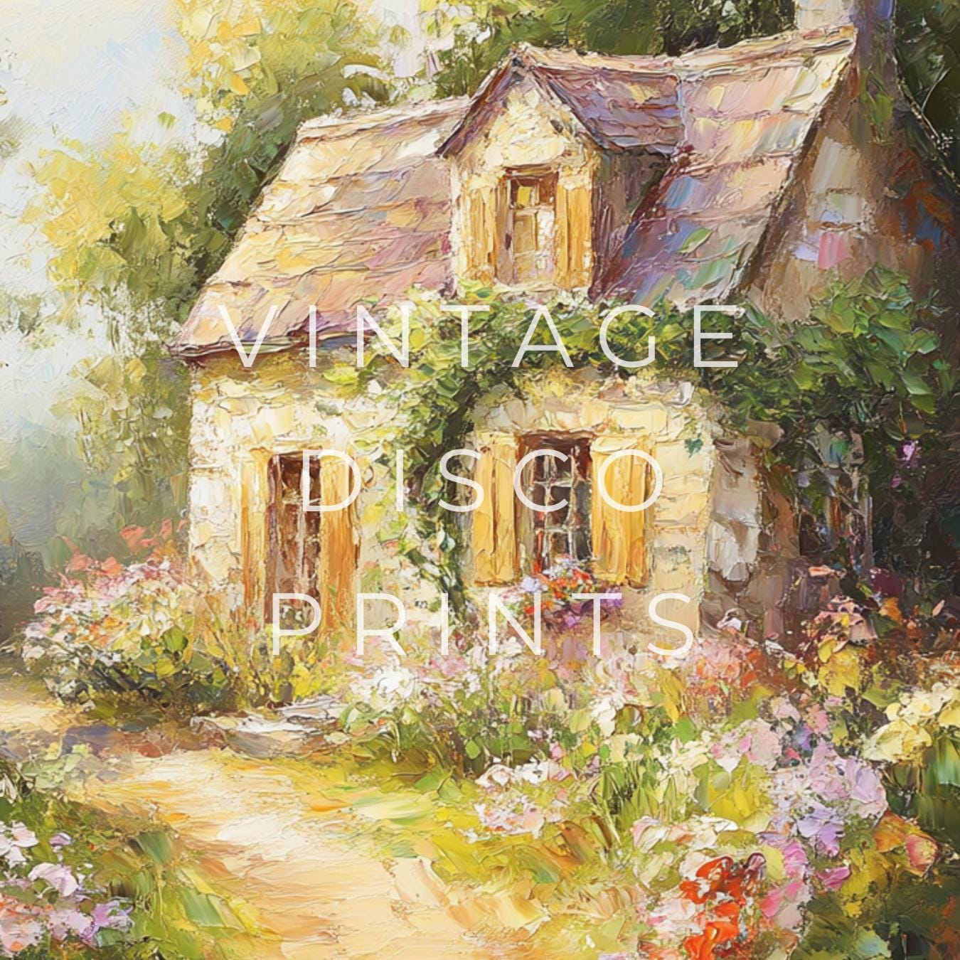 Cottage Garden Print, Spring Landscape Painting, Cottagecore Wall Art ...
