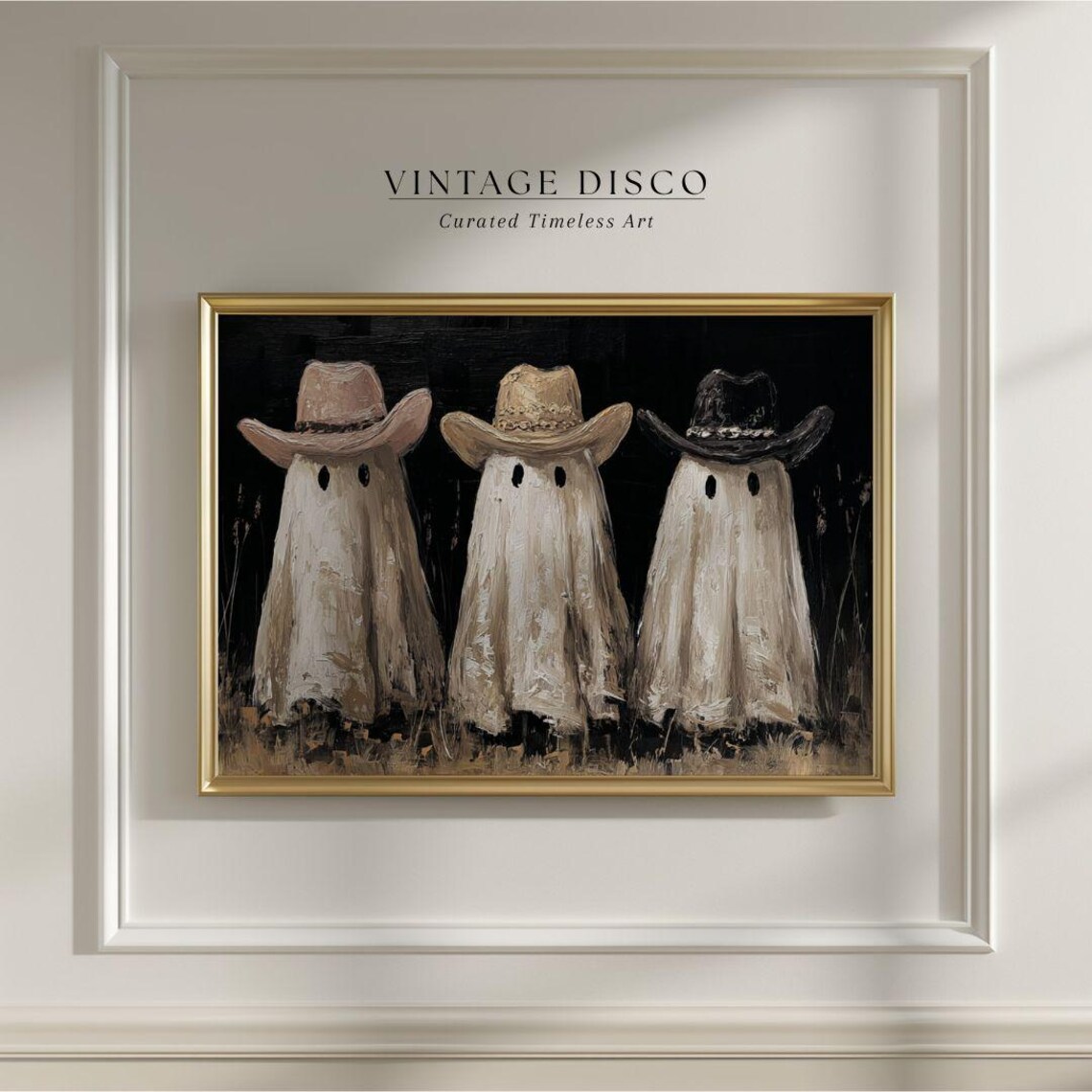 Vintage Cowboy Ghost Print - Spooky Western Halloween Painting ...
