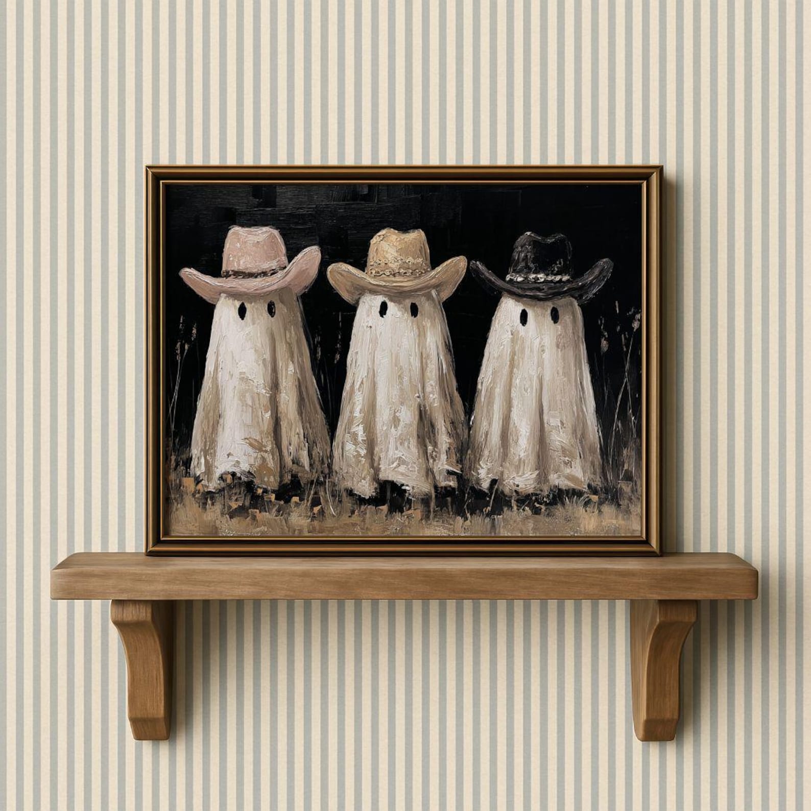 Vintage Cowboy Ghost Print - Spooky Western Halloween Painting ...