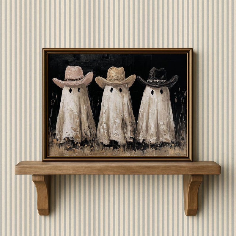 Vintage Cowboy Ghost Print - Spooky Western Halloween Painting ...