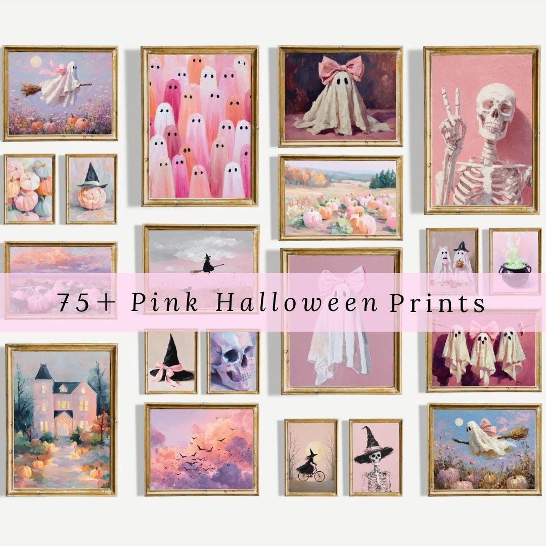 75+ Pinkoween Halloween Gallery Wall Prints - Girly Ghosts, Pumpkins ...