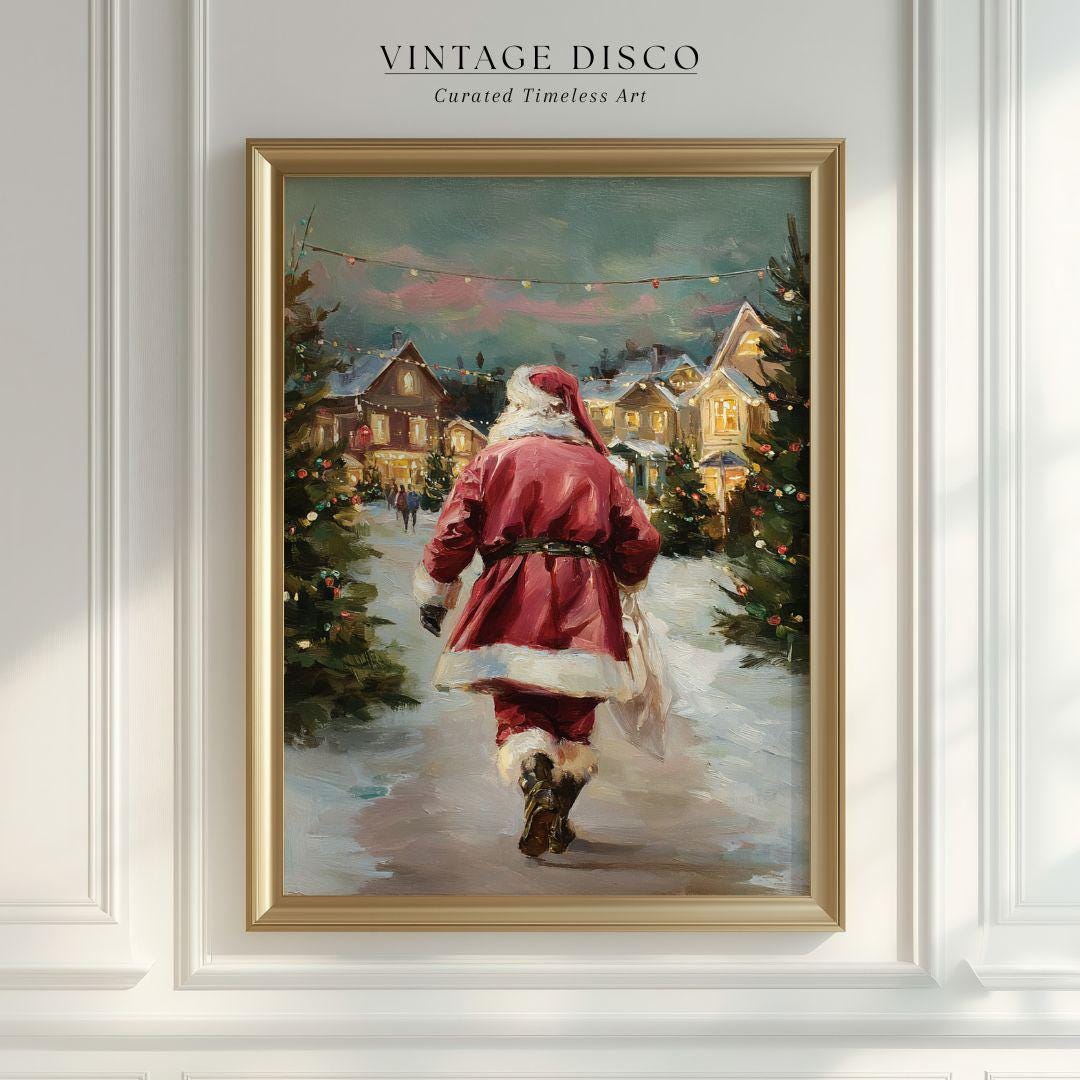 Charming Christmas Santa Claus Painting - Traditional Festive Holiday ...