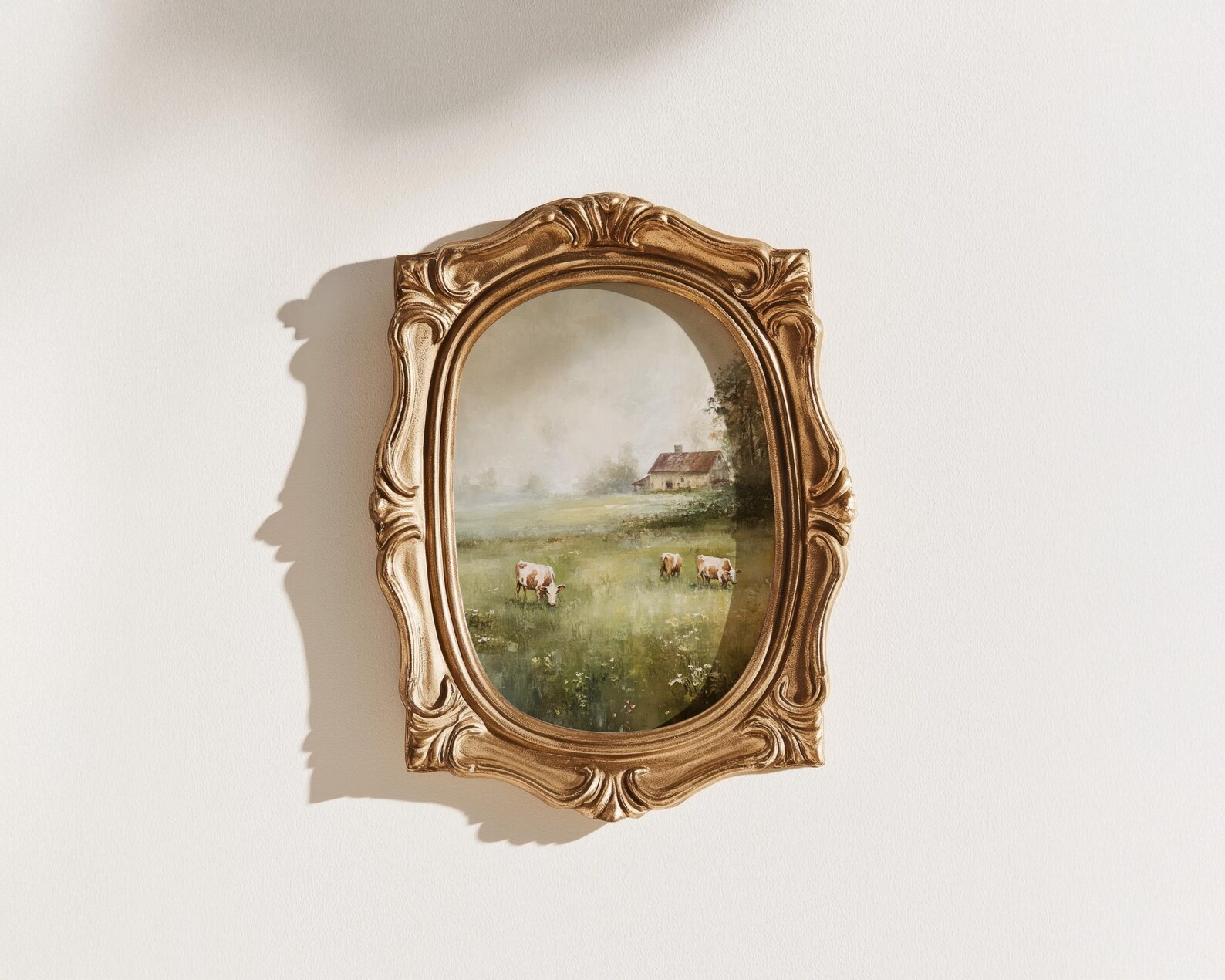 Vintage Cow Landscape Print: French Country Cottagecore Wall Art ...