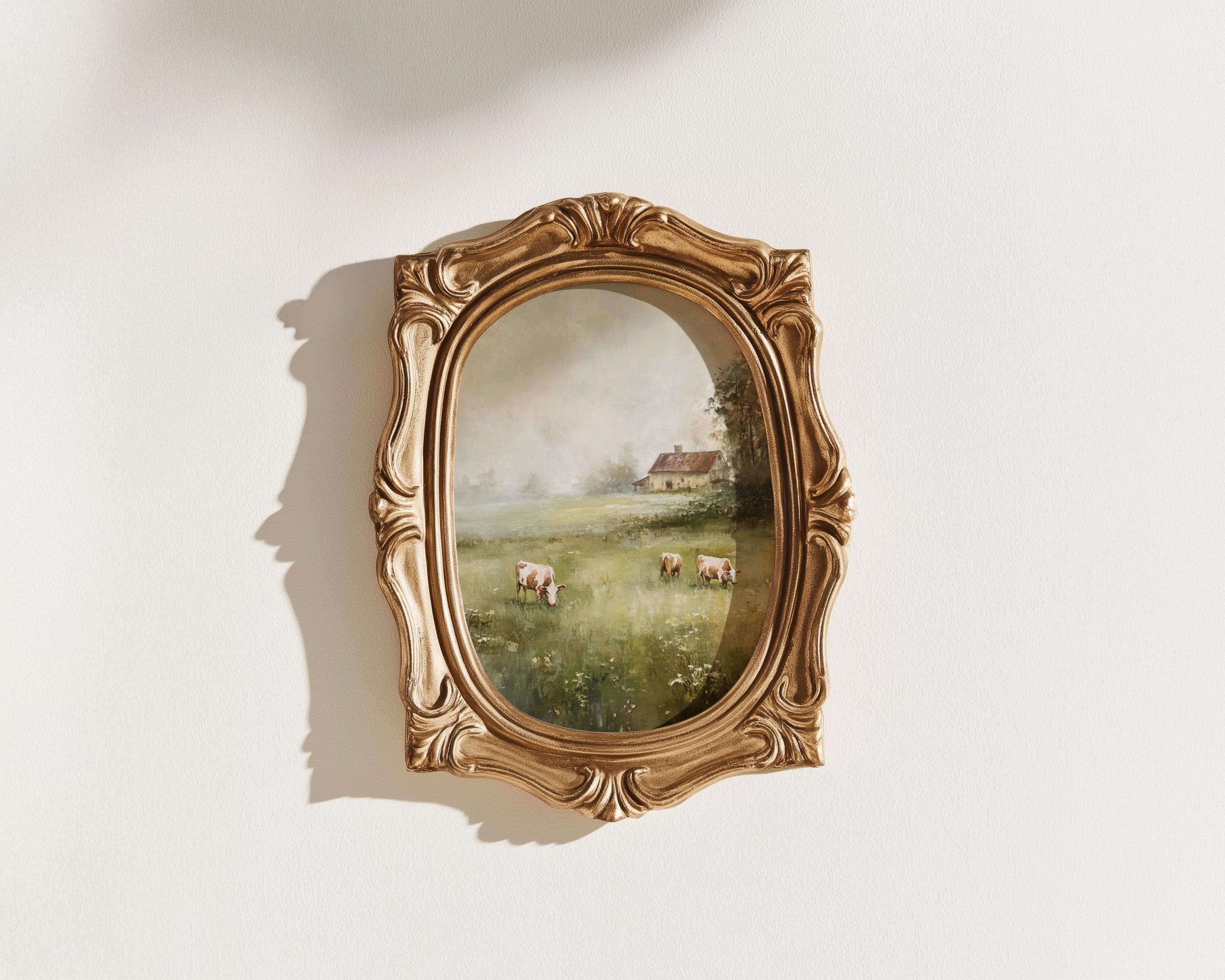 Vintage Cow Landscape Print: French Country Cottagecore Wall Art ...