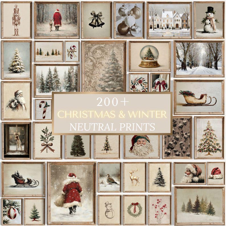 Neutral Christmas Gallery of 200+ Prints - Nordic Holiday Decor Bundle ...