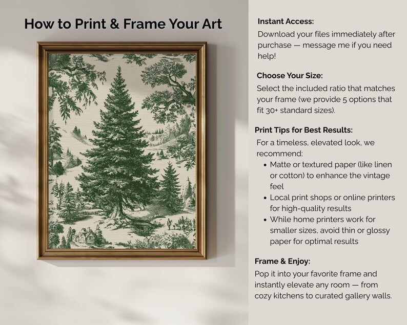Heritage Toile Christmas Tree Print - Antique Holiday Printable, Old ...