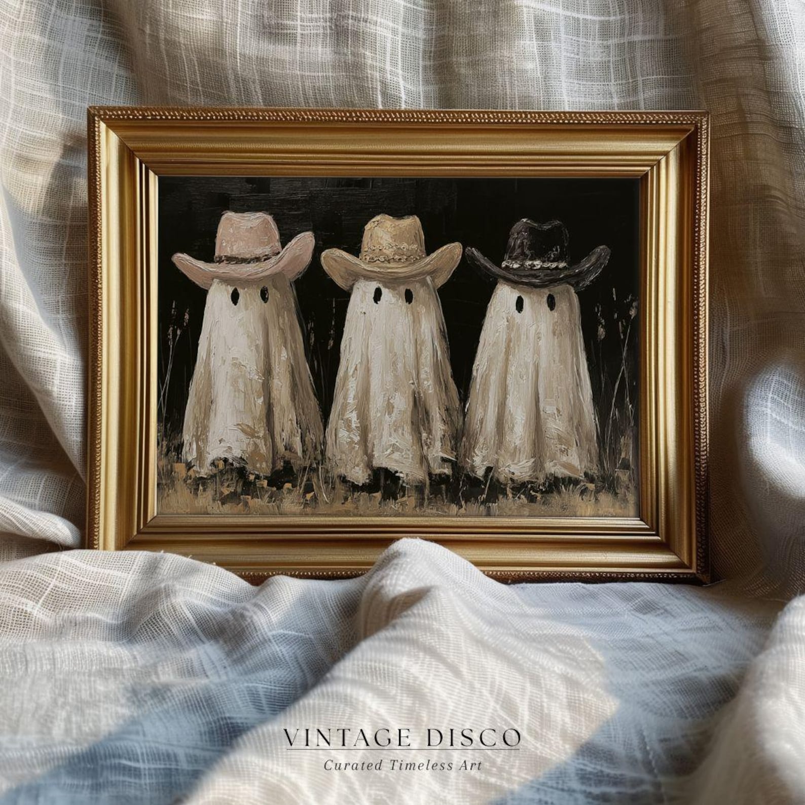 Vintage Cowboy Ghost Print - Spooky Western Halloween Painting ...