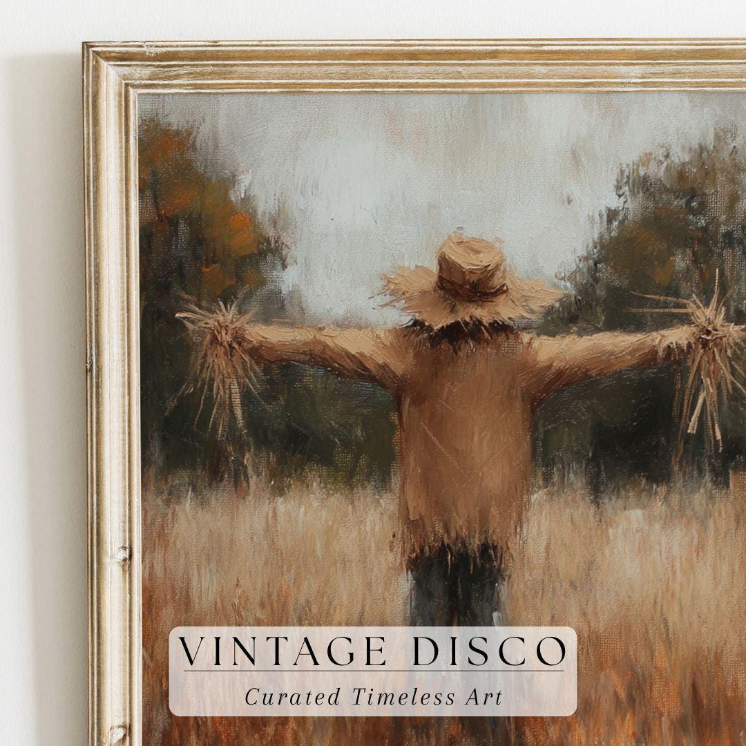 Rustic Scarecrow Fall Print: Moody Farmhouse Halloween Decor (digital ...