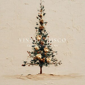 Charming French Country Christmas Tree Painting Print - Vintage Neutral ...