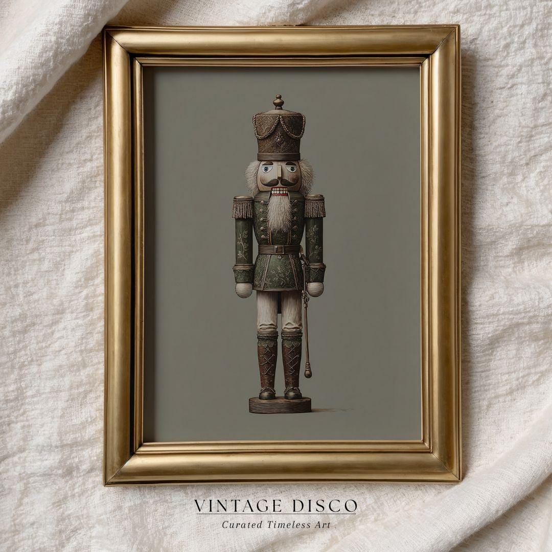 Moody Neutral Christmas Nutcracker Print - Classic Holiday Decor, Muted ...