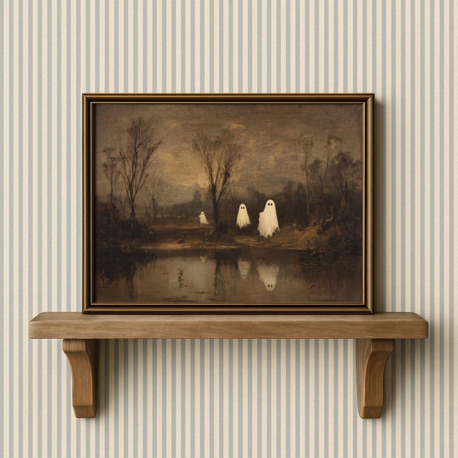 Vintage Halloween Ghost Print - Moody Cottagecore Halloween Wall Art ...