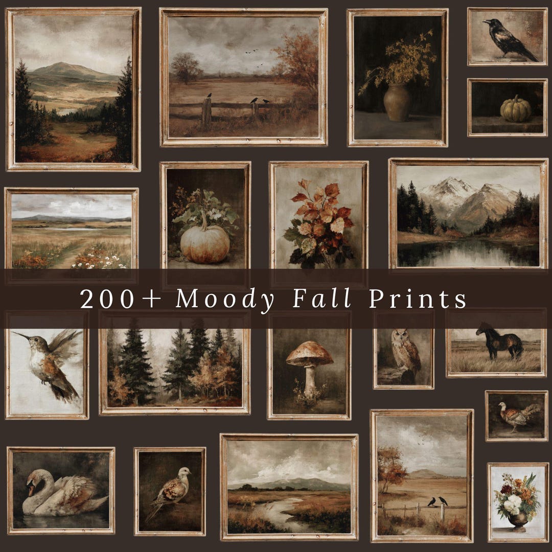 200+ Vintage Fall Gallery Wall Prints - Rustic Moody Autumn Farmhouse ...