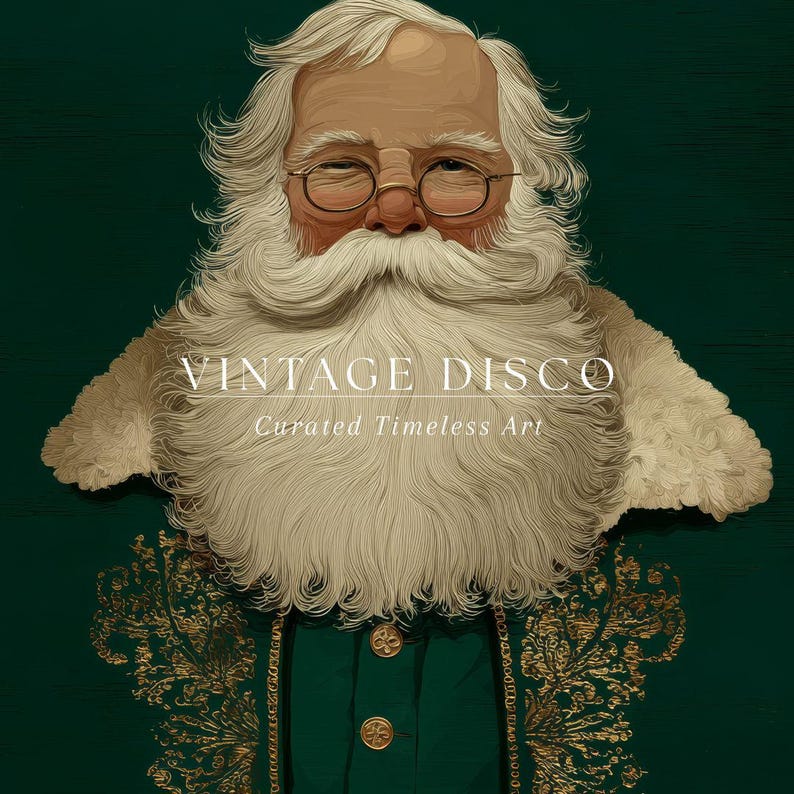 Emerald Green Christmas Santa Claus Painting - Elegant Holiday Prints ...