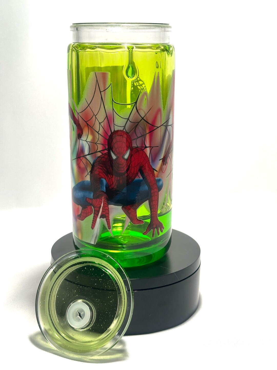 Spider-man Inspired 20oz Green Slime Snow Globe Tumbler | Acrylic ...