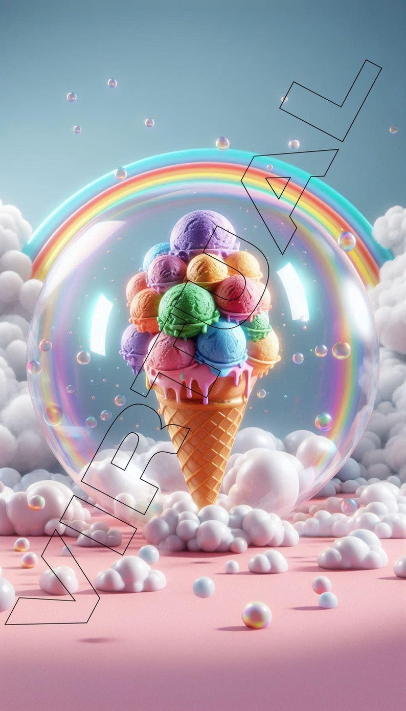 Surrealism Ice Cream in A Bubble - Etsy