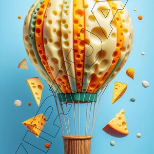 Cheese Hot Air Balloon Art - Etsy