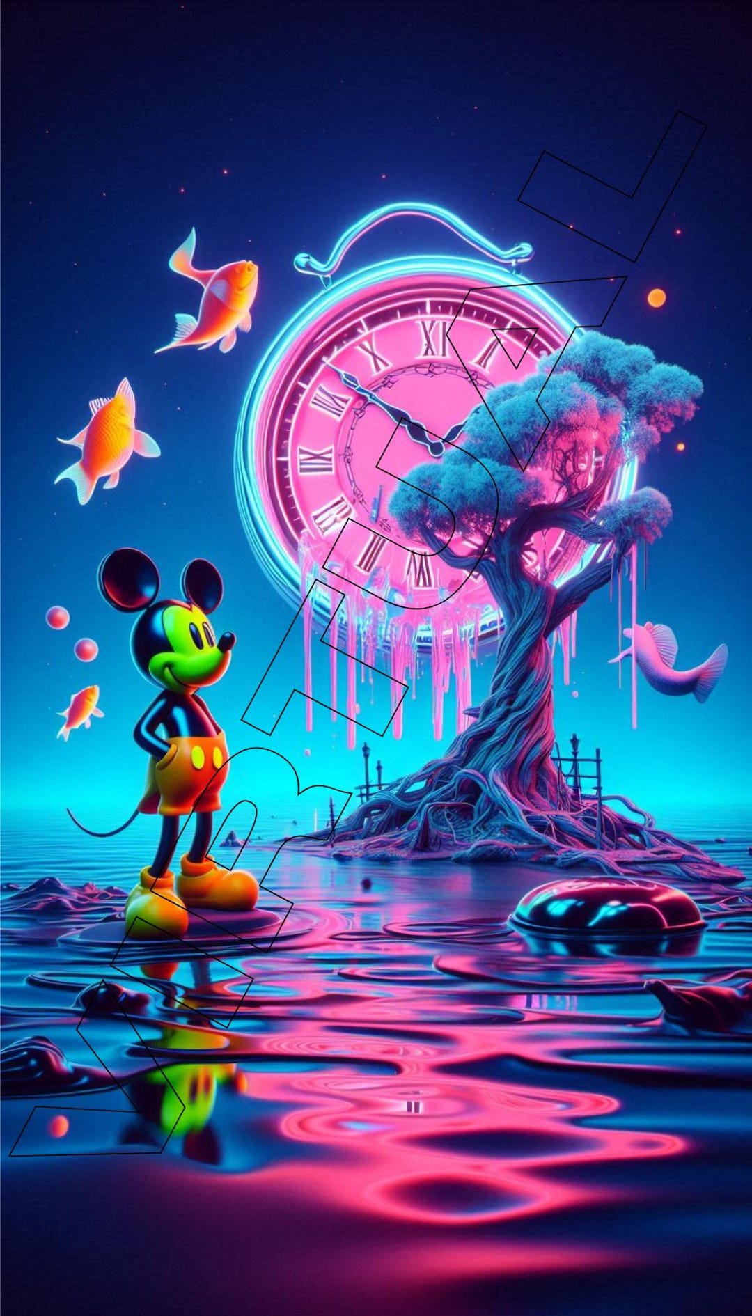 Surrealism Mouse and Clock Art - Etsy