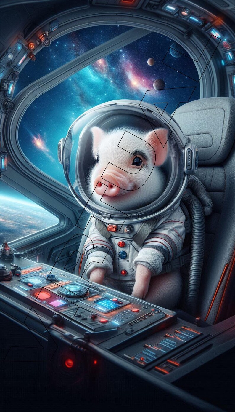 Surrealism Space Piggy - Etsy