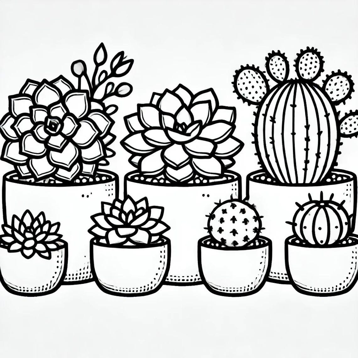 Simple Succulents Coloring Sheet - Etsy