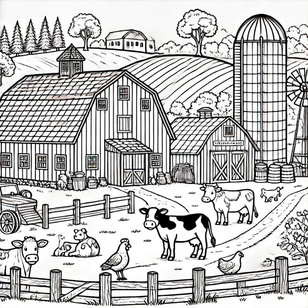 Farm Coloring Sheet - Etsy