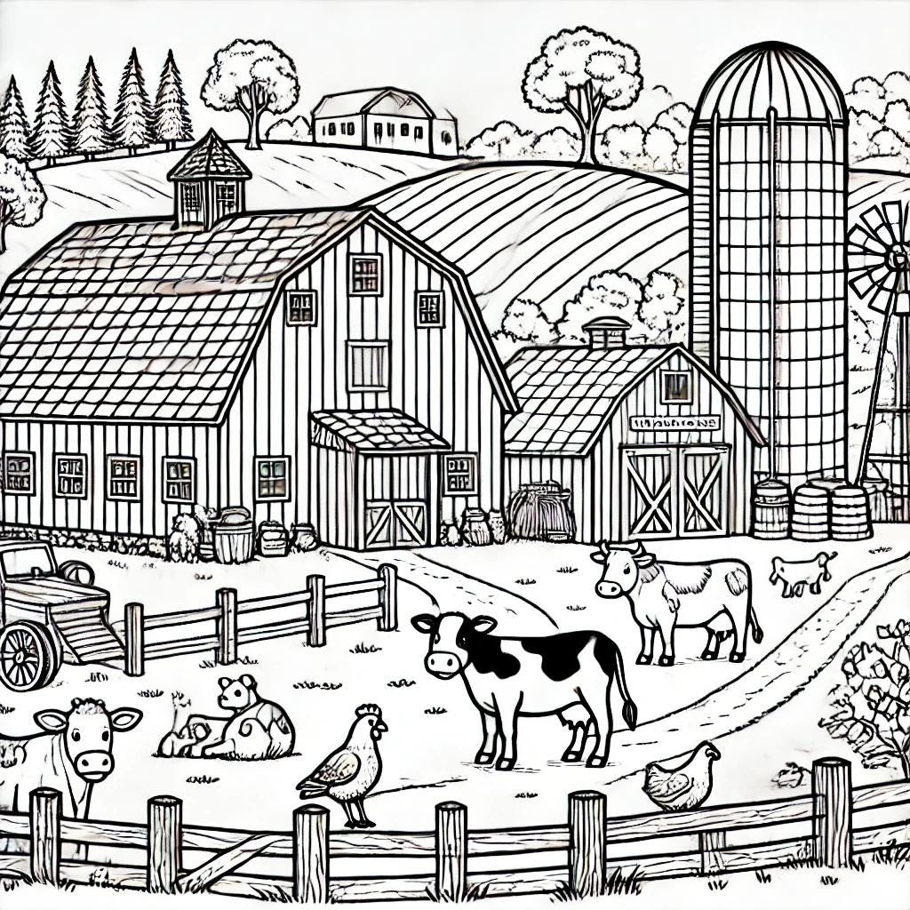 Farm Coloring Sheet - Etsy
