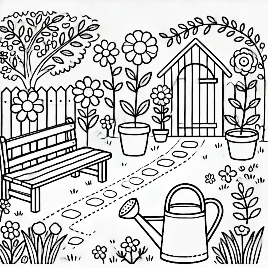 Simple Garden Coloring Sheet - Etsy