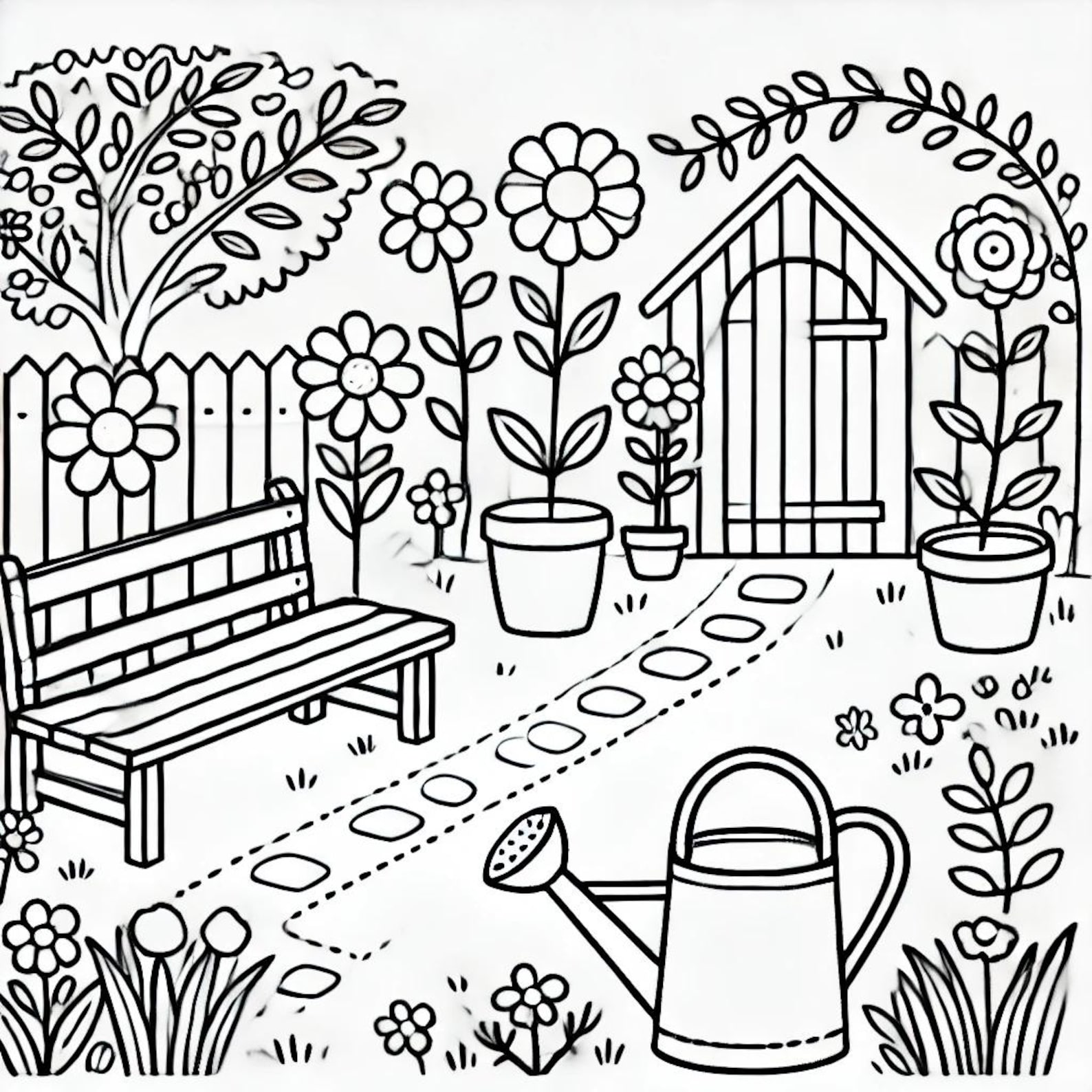 Simple Garden Coloring Sheet - Etsy