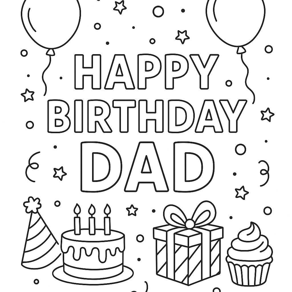 Happy Birthday Dad Coloring Sheet - Etsy