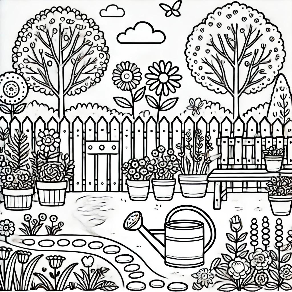 Garden Coloring Sheet - Etsy